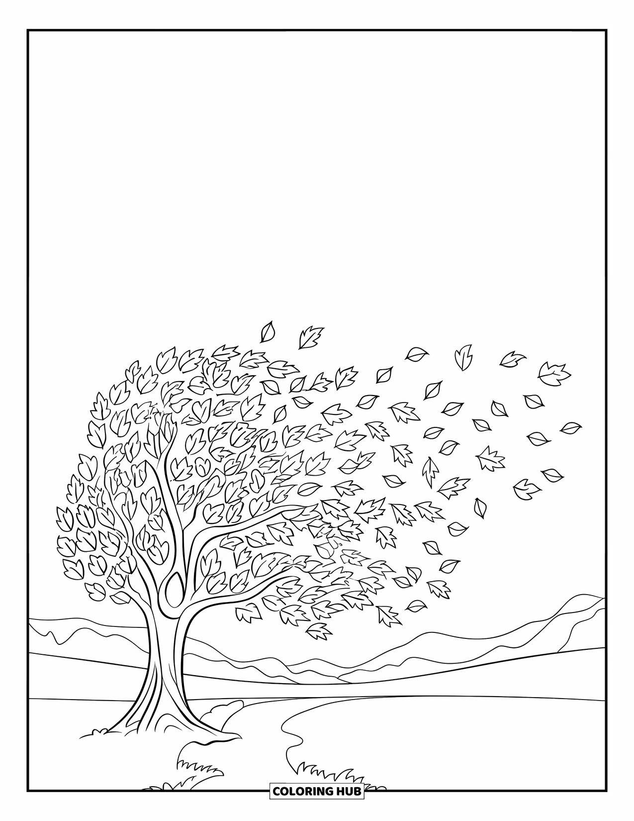 65+ Fall Tree Coloring Pages for Kids & Adults (Free Printable PDFs)