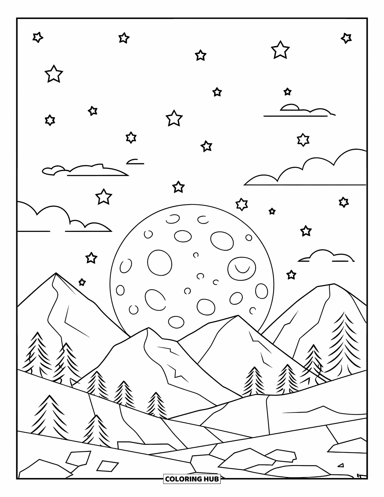 70+ Moon And Stars Coloring Pages for Kids & Adults (Free Printable PDFs)