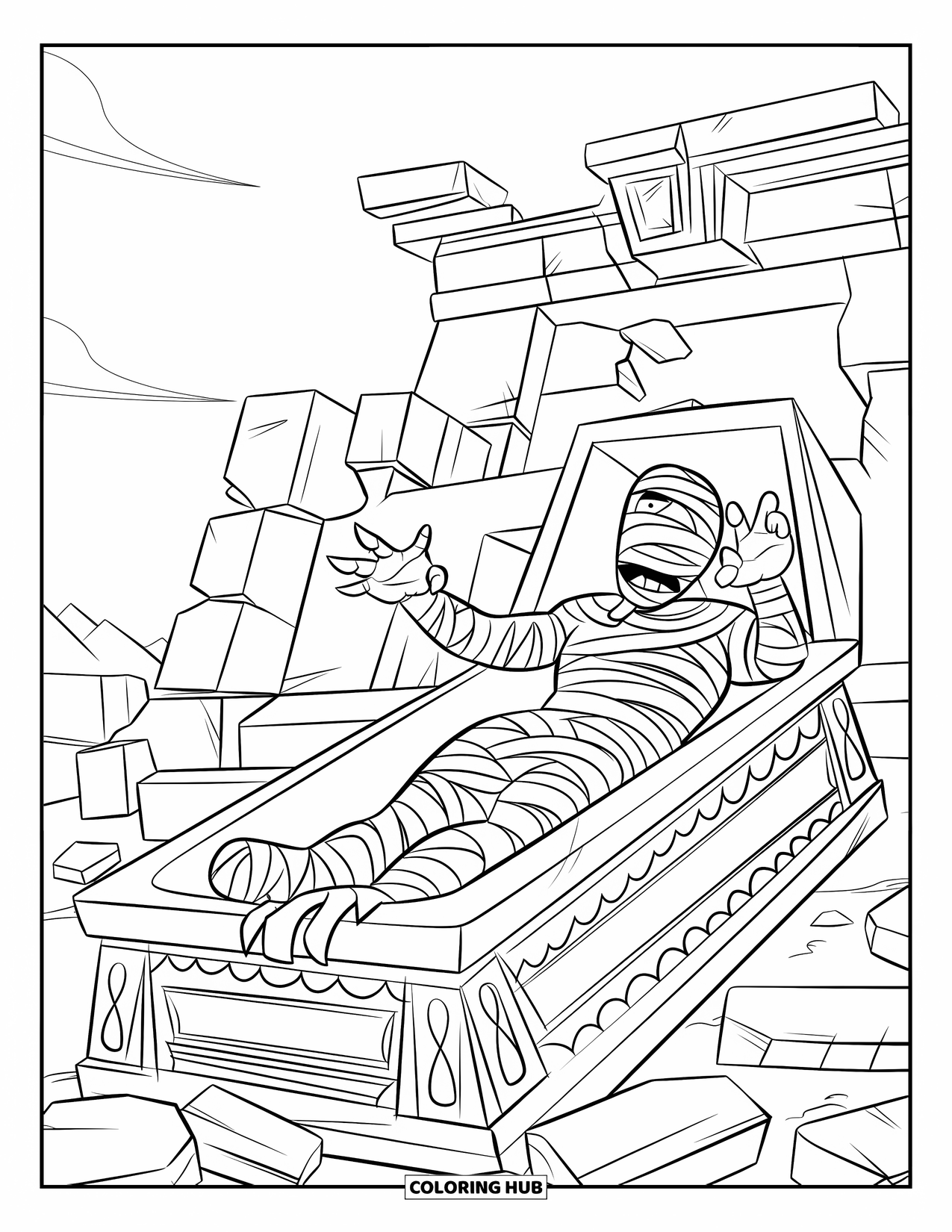 70+ Mummy Coloring Pages for Kids & Adults (Free Printable PDFs)
