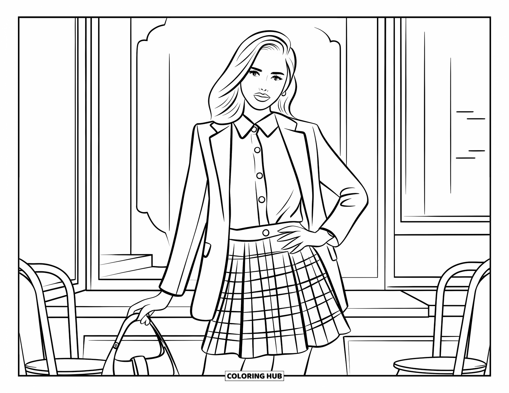 60+ Preppy Girl Coloring Pages for Kids & Adults (Free Printable PDFs)