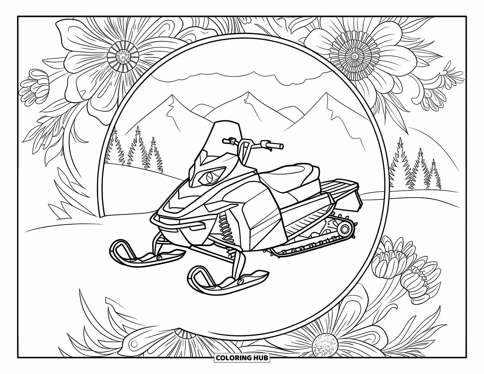 75+ Snowmobile Coloring Pages for Kids & Adults (Free Printable PDFs)