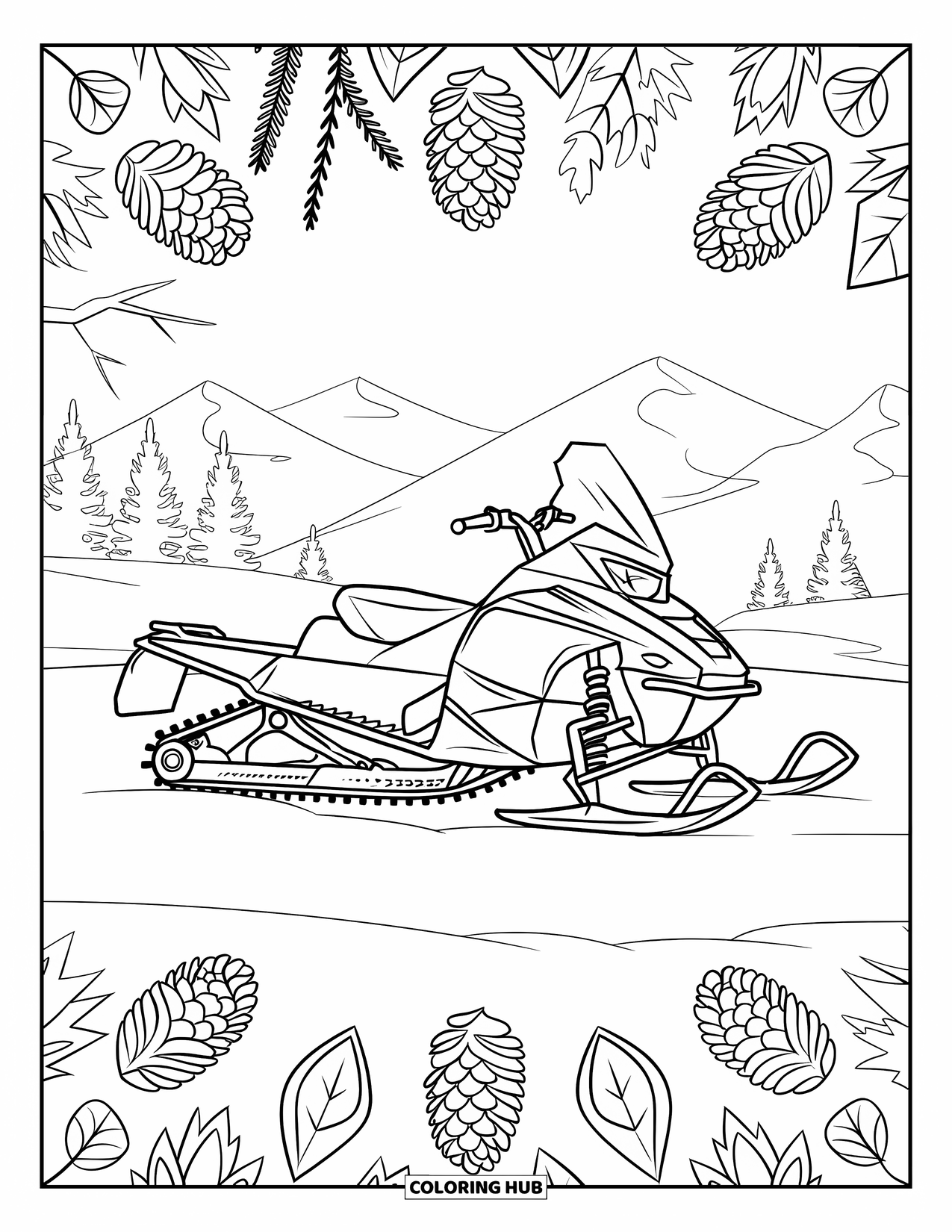 75+ Snowmobile Coloring Pages for Kids & Adults (Free Printable PDFs)