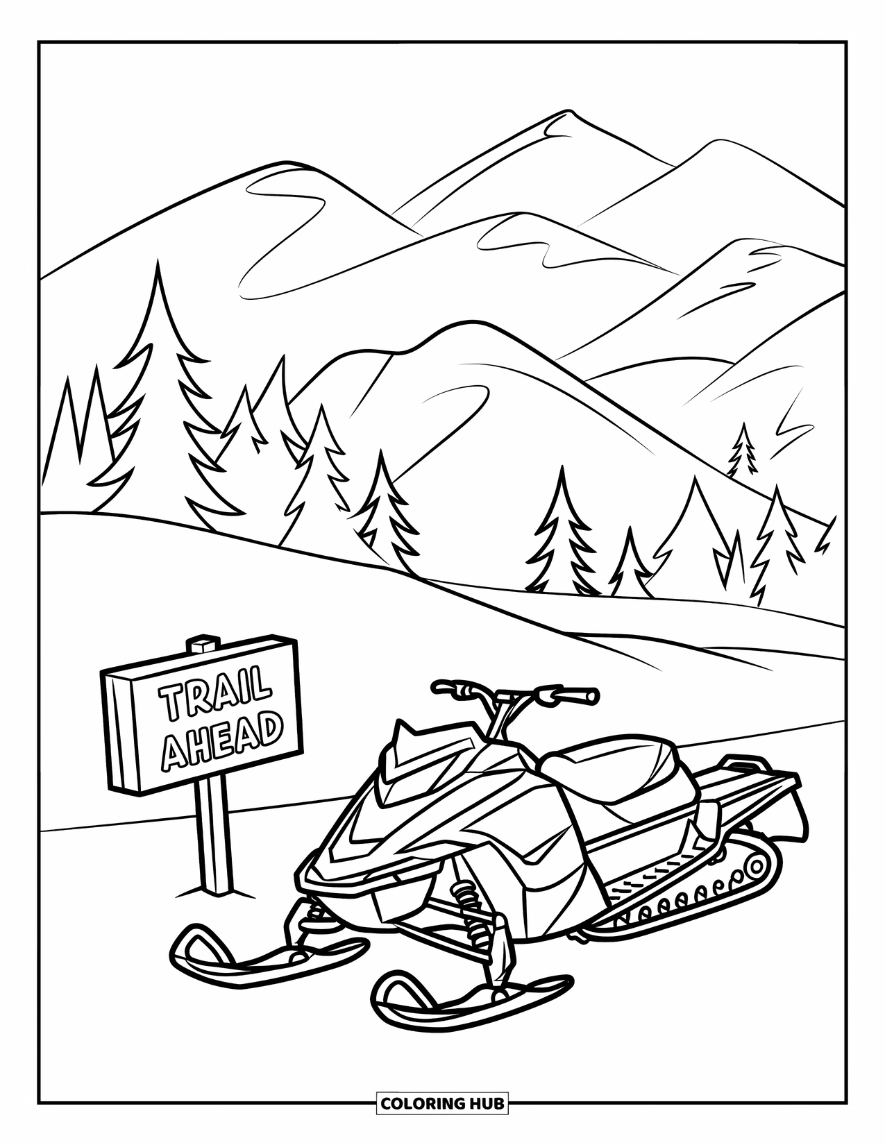 75+ Snowmobile Coloring Pages for Kids & Adults (Free Printable PDFs)
