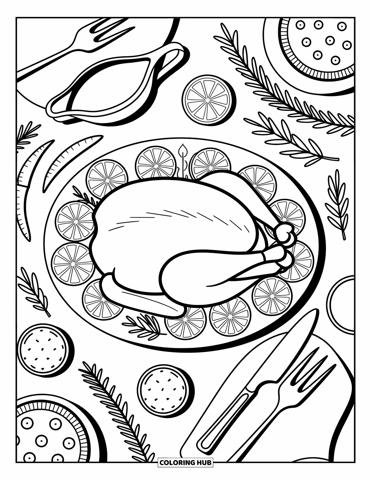 105+ Thanksgiving Food Coloring Pages for Kids & Adults (Free Printable ...