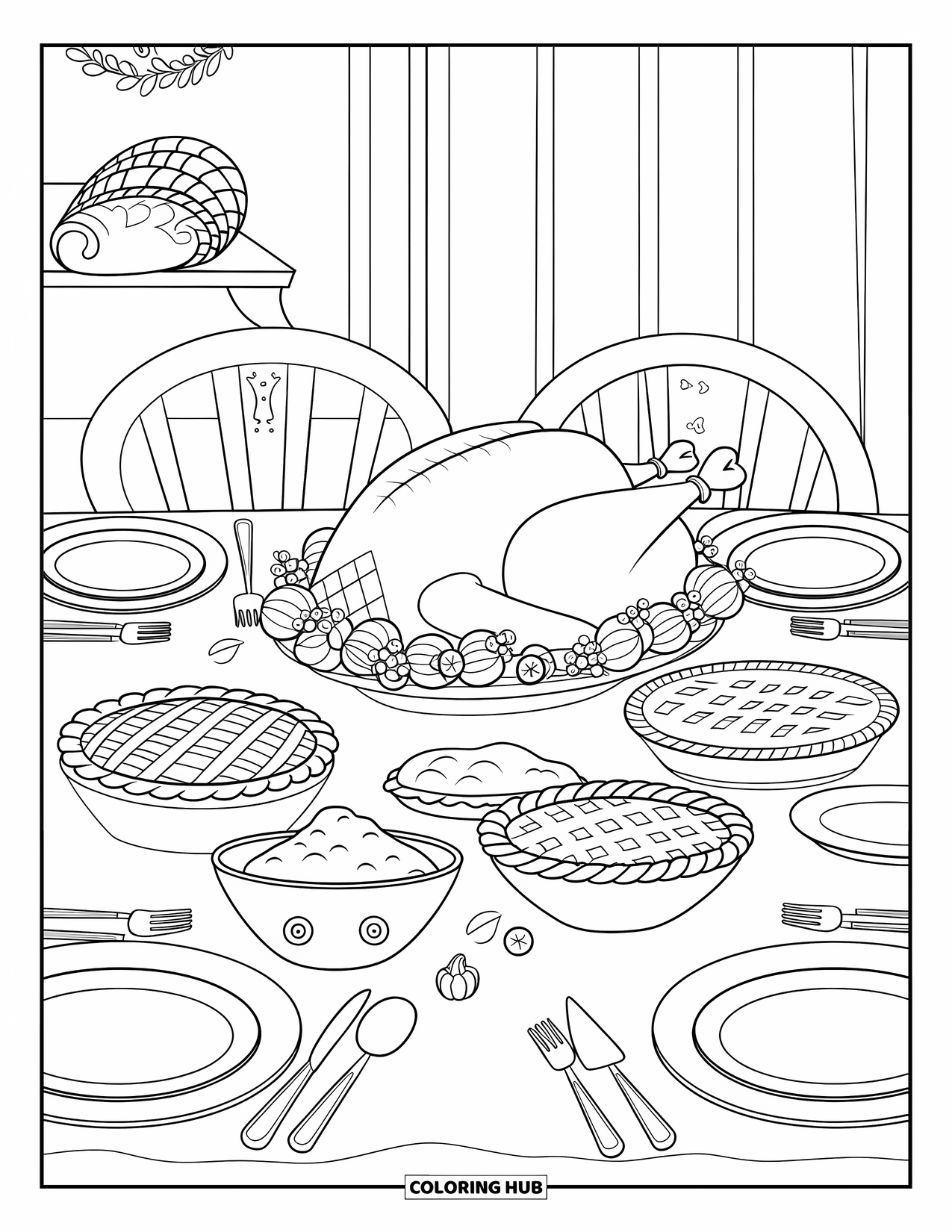105+ Thanksgiving Food Coloring Pages for Kids & Adults (Free Printable ...