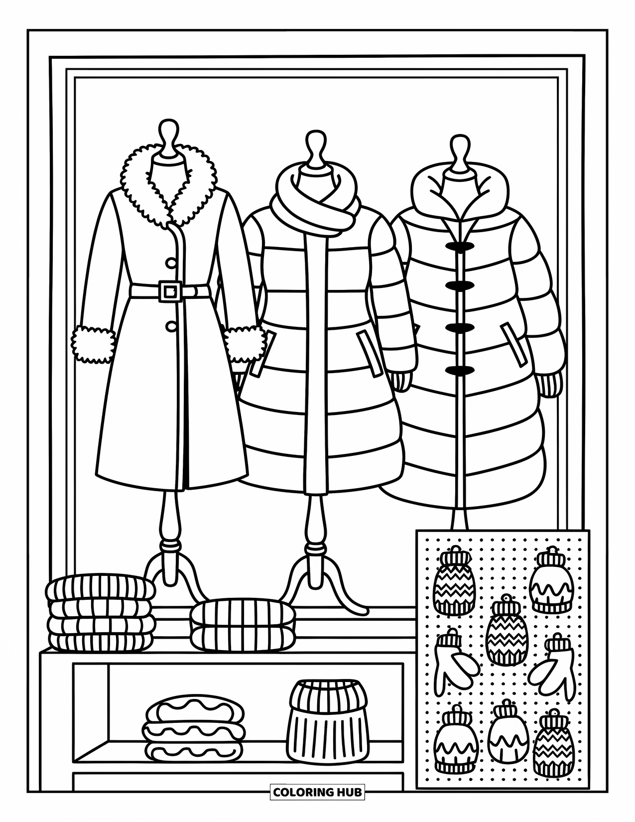 105+ Winter Clothes Coloring Pages for Kids & Adults (Free Printable PDFs)