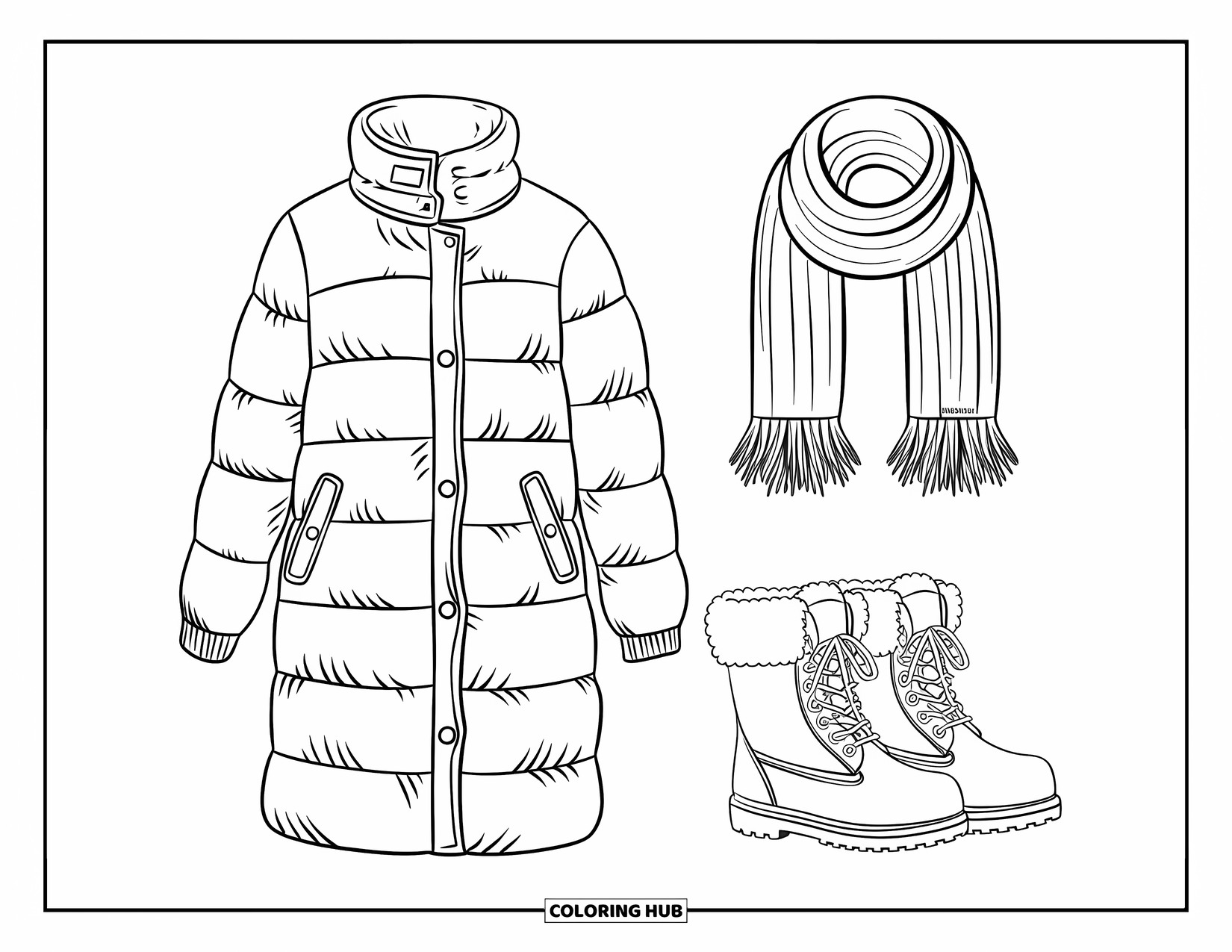 105+ Winter Clothes Coloring Pages for Kids & Adults (Free Printable PDFs)