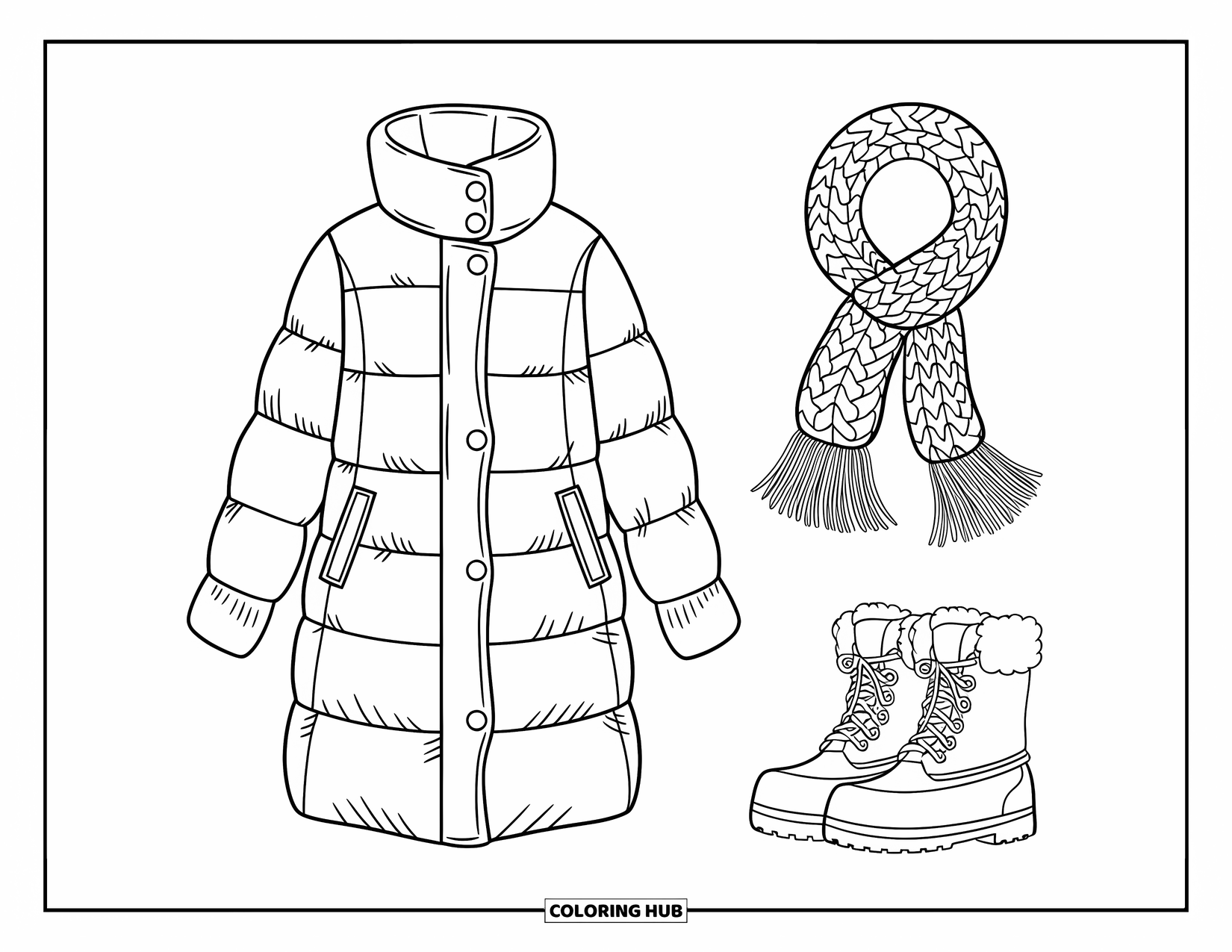 105+ Winter Clothes Coloring Pages for Kids & Adults (Free Printable PDFs)