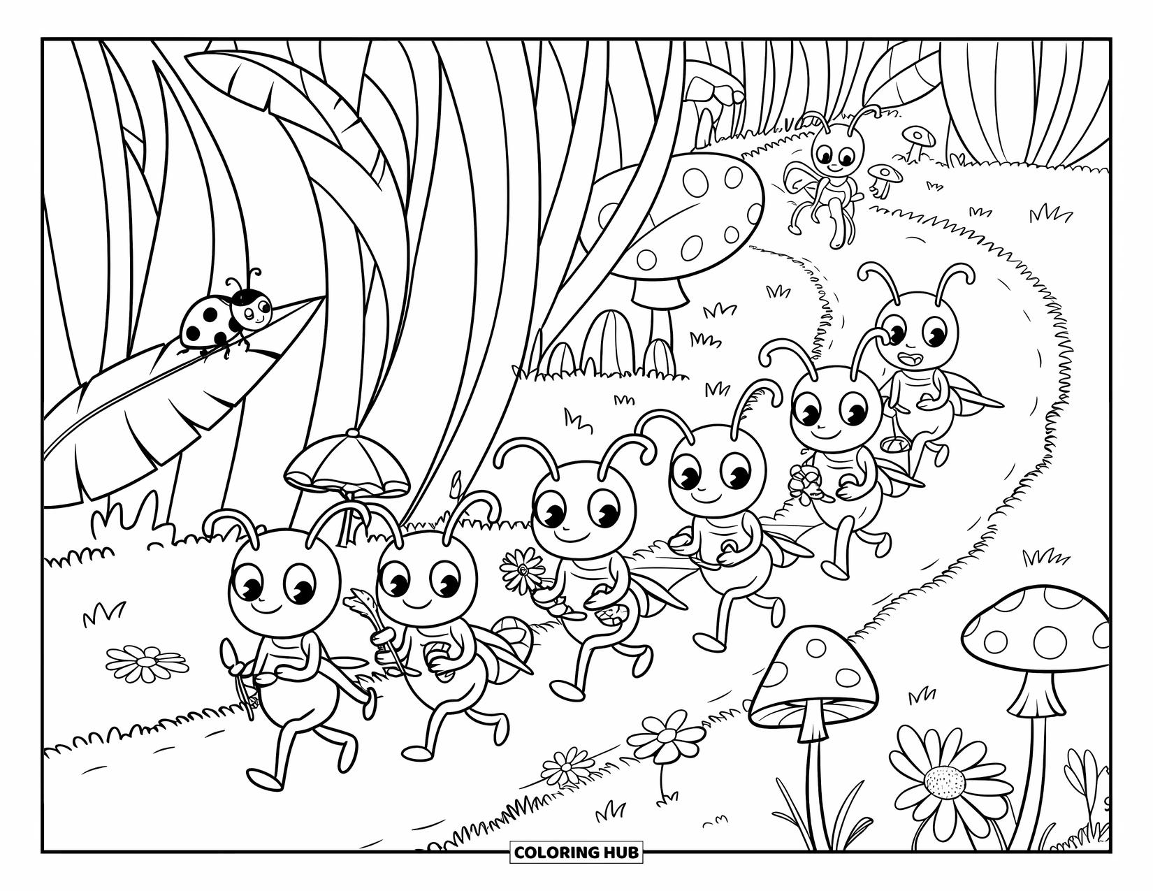 60+ Ant Coloring Pages for Kids & Adults (Free Printable PDFs)