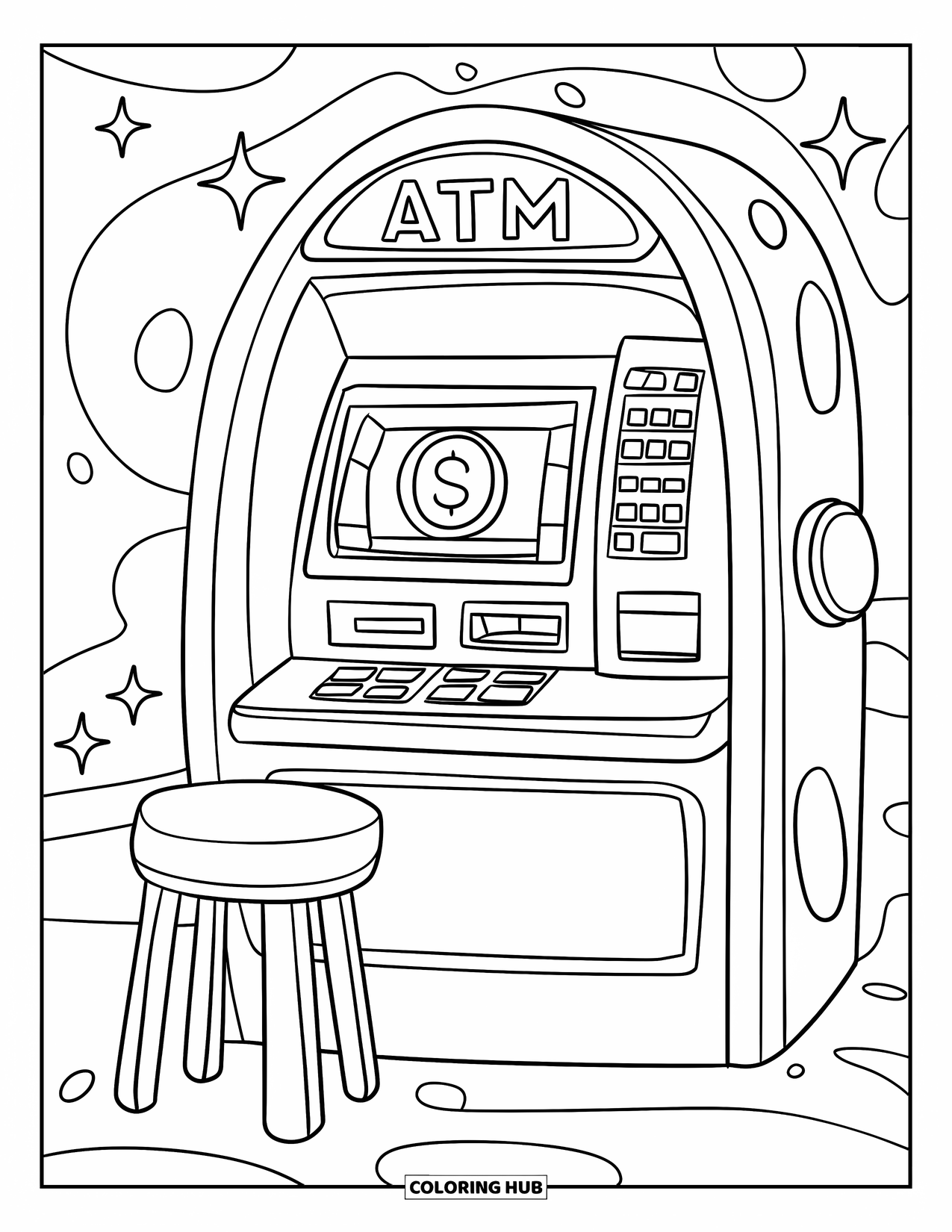 55+ Bank Coloring Pages for Kids & Adults (Free Printable PDFs)