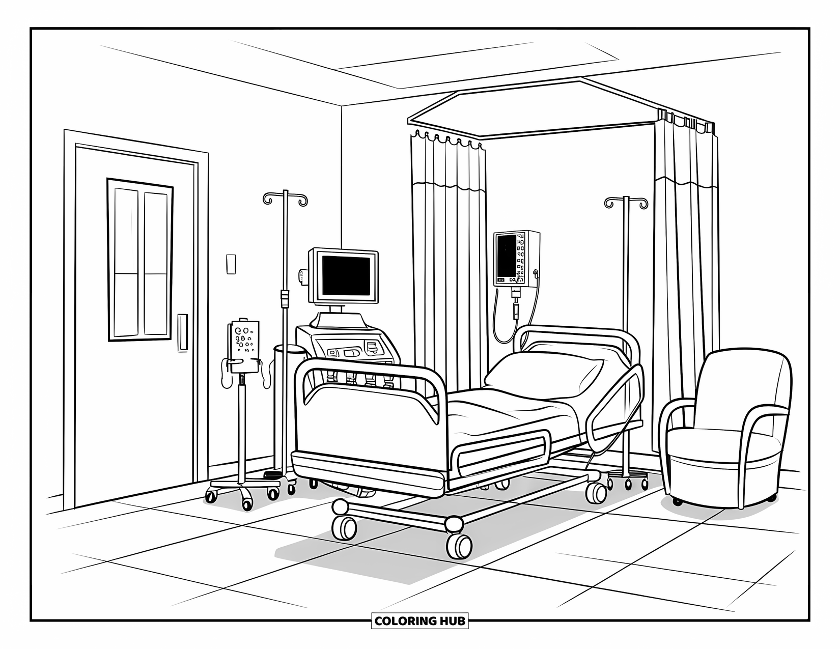 70+ Hospital Coloring Pages for Kids & Adults (Free Printable PDFs)