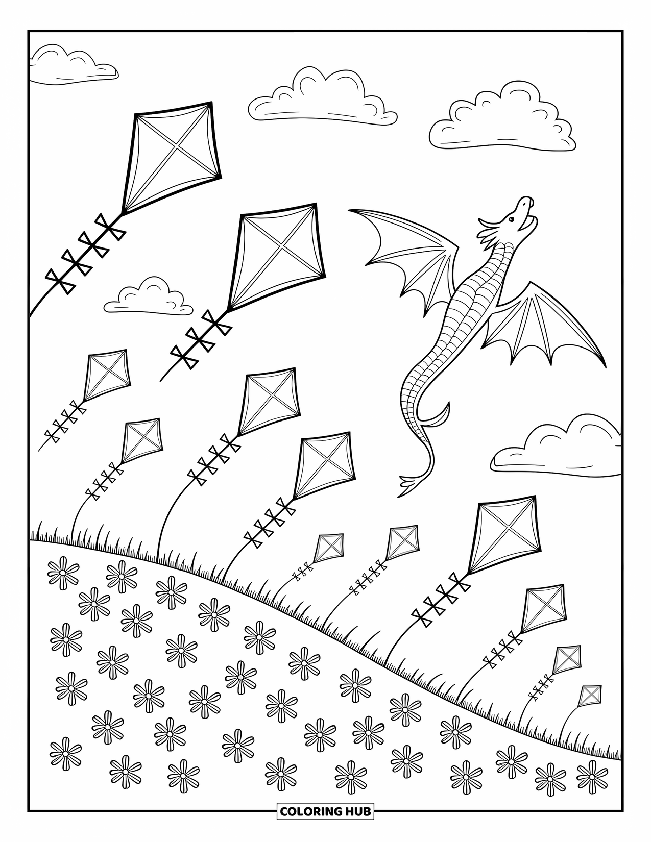 65+ Kite Coloring Pages for Kids & Adults (Free Printable PDFs)