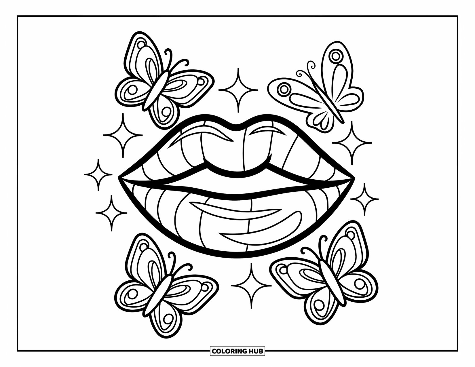 65+ Lips Coloring Pages for Kids & Adults (Free Printable PDFs)