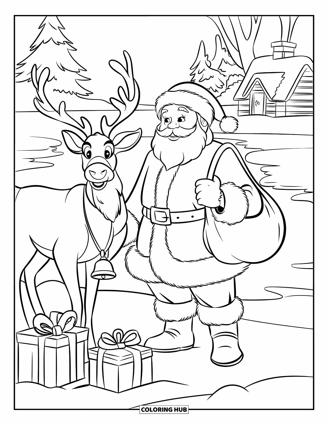 65+ Santa And Reindeer Coloring Pages for Kids & Adults (Free Printable ...