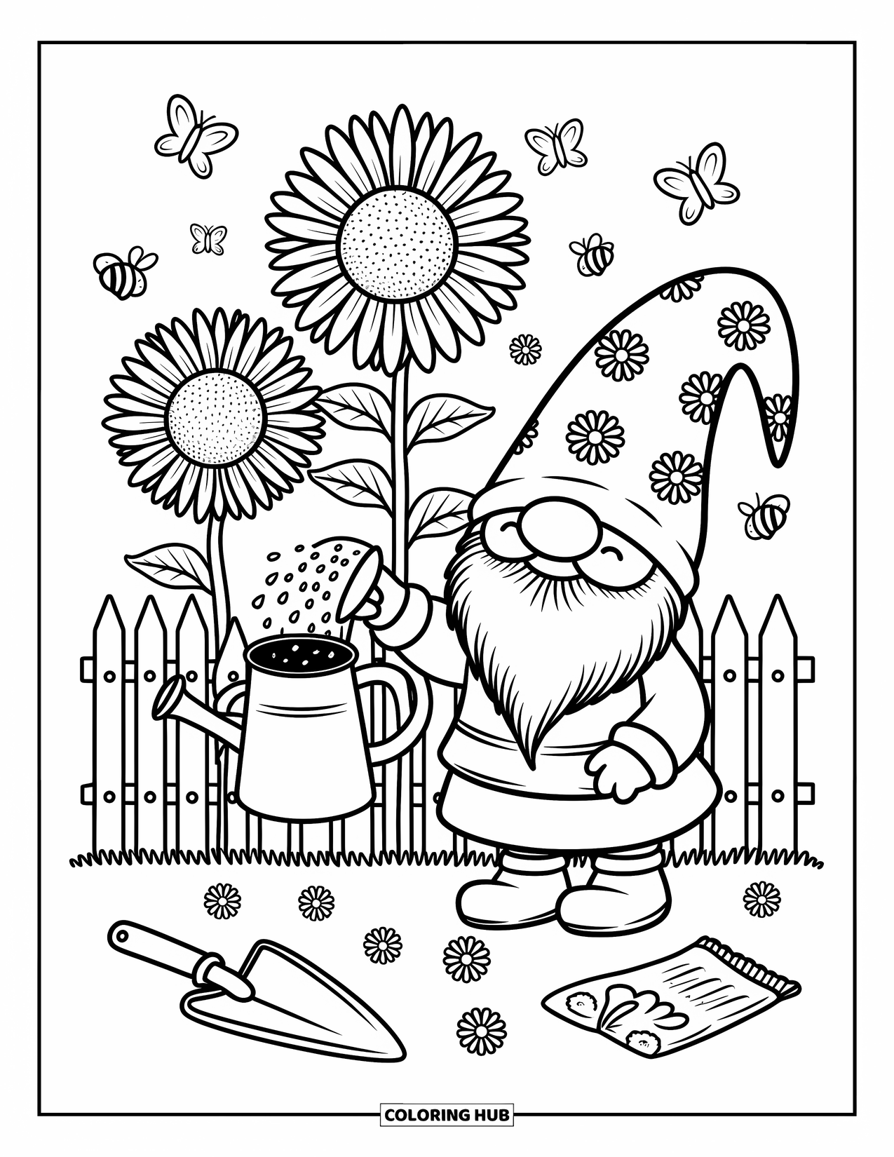 80+ Summer Gnome Coloring Pages for Kids & Adults (Free Printable PDFs)
