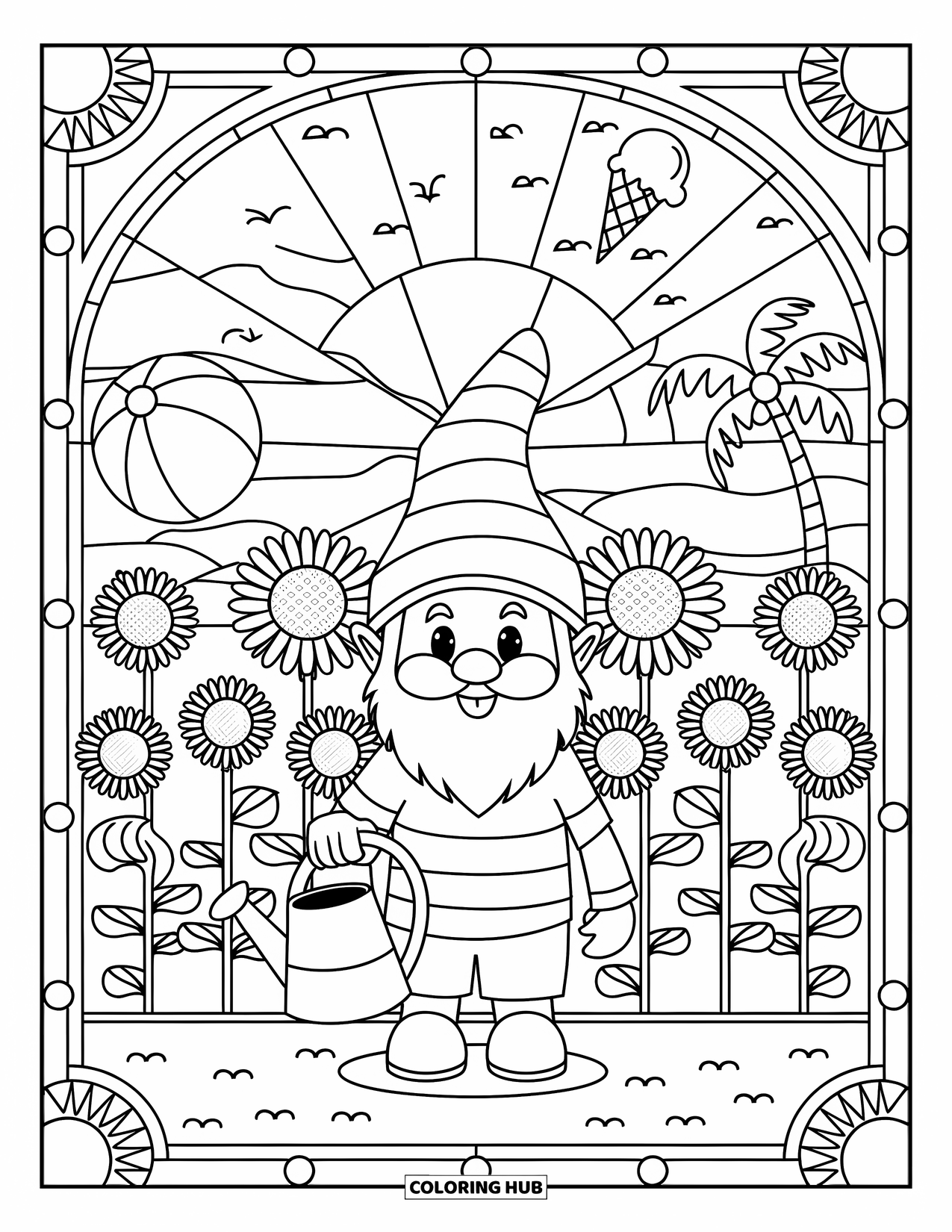 80+ Summer Gnome Coloring Pages for Kids & Adults (Free)