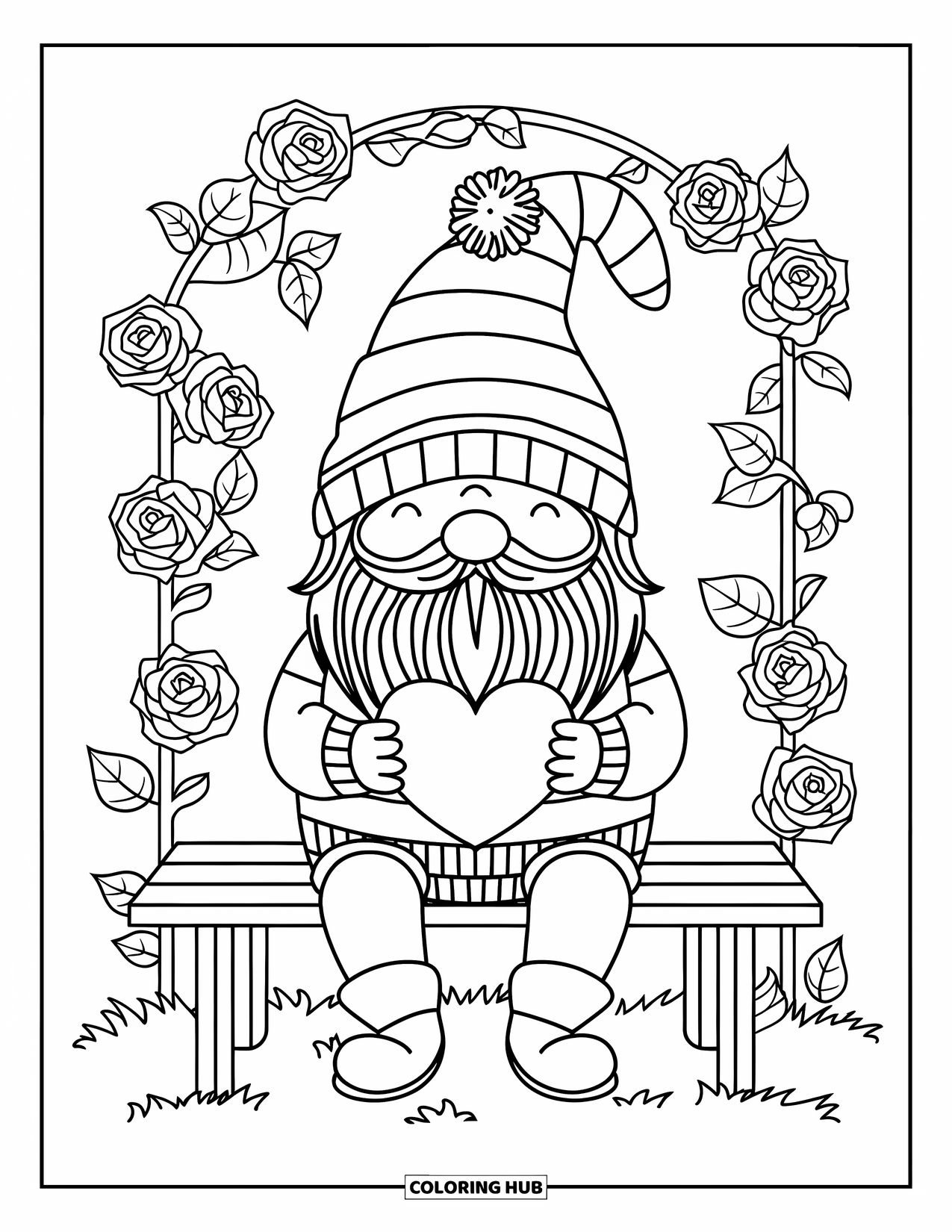 100+ Valentine Gnome Coloring Pages for Kids & Adults (Free Printable PDFs)