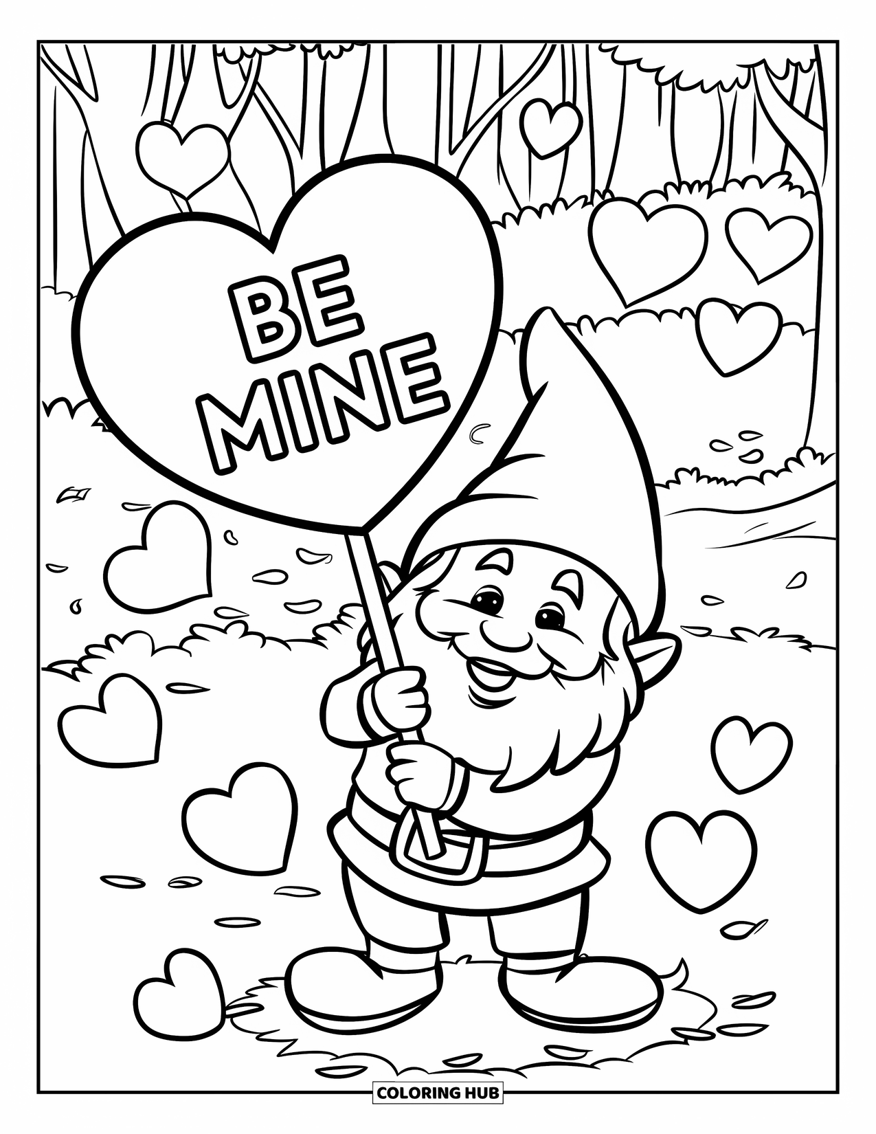 100+ Valentine Gnome Coloring Pages for Kids & Adults (Free Printable PDFs)