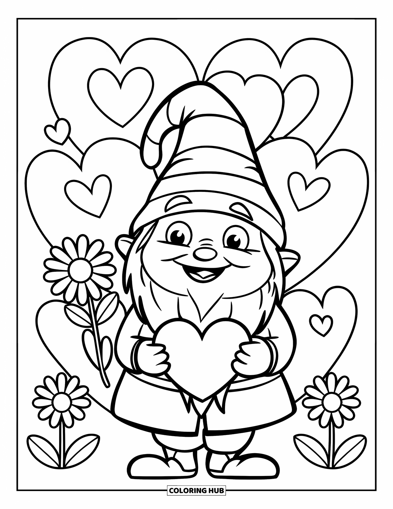 100+ Valentine Gnome Coloring Pages for Kids & Adults (Free Printable PDFs)