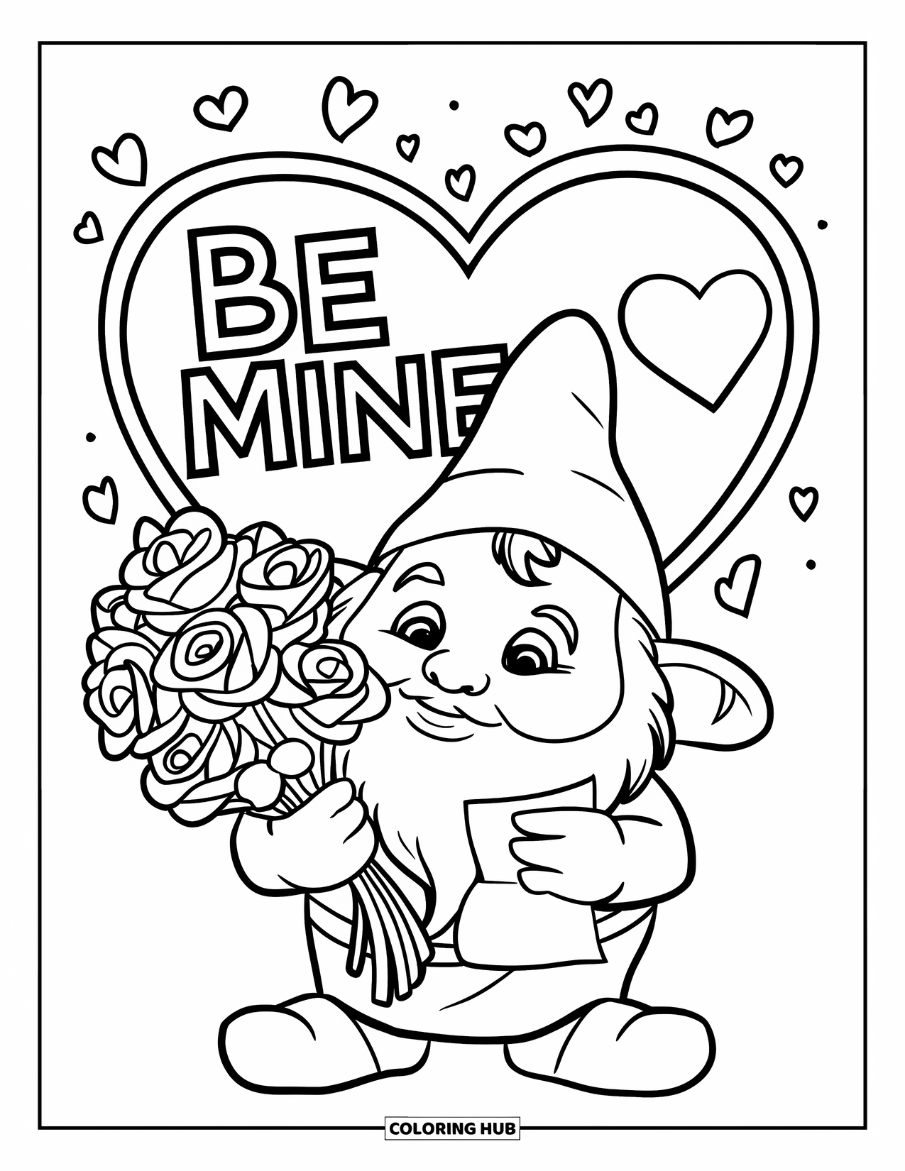 100+ Valentine Gnome Coloring Pages for Kids & Adults (Free Printable PDFs)