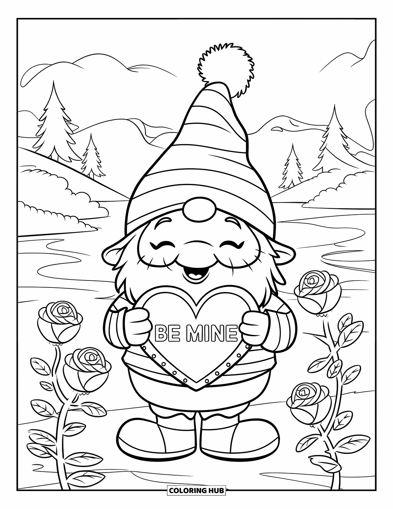 100+ Valentine Gnome Coloring Pages for Kids & Adults (Free Printable PDFs)